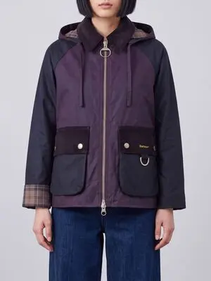 Barbour Waxed Cotton Jacket With Hood And Velvet Collar - Brown