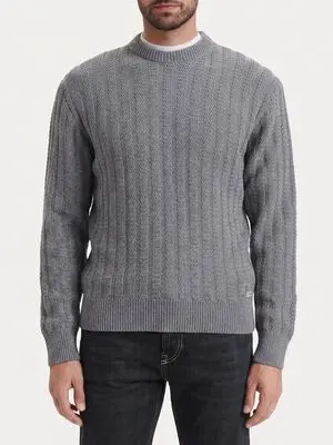 BOSS Long-sleeved Cotton Crewneck Jumper - Grey