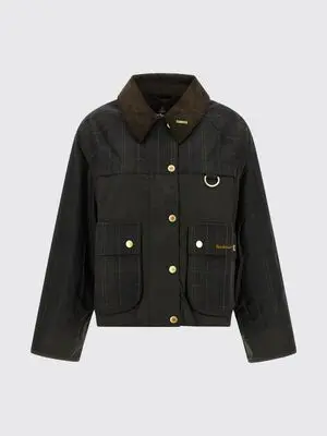 Barbour Spey Waxed Cotton Jacket With Velvet Collar And Tartan Lining