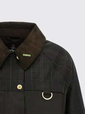 Barbour Spey Waxed Cotton Jacket With Velvet Collar And Tartan Lining