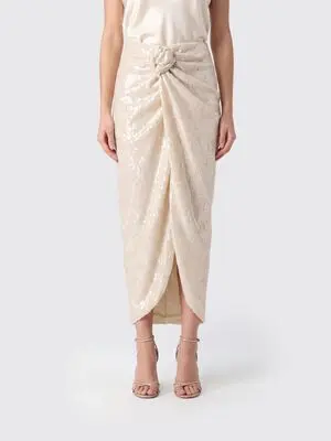 ROTATE BY BIRGER CHRISTENSEN High-waisted Midi Pencil Skirt With Sequins And Front Slit - White