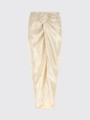 ROTATE BY BIRGER CHRISTENSEN High-waisted Midi Pencil Skirt With Sequins And Front Slit - White