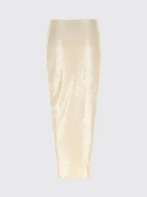 ROTATE BY BIRGER CHRISTENSEN High-waisted Midi Pencil Skirt With Sequins And Front Slit - White