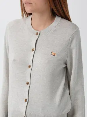 Maison Kitsuné Wool Crewneck Cardigan With Embroidered Logo