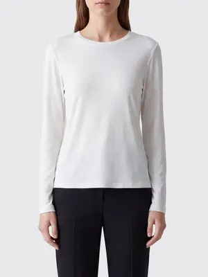 Max Mara Long-sleeved Crew Neck T-shirt In Cotton And Modal Blend - White