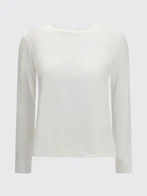Max Mara Long-sleeved Crew Neck T-shirt In Cotton And Modal Blend - White