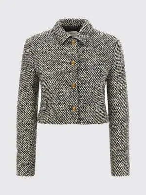 Versace Cropped Chevron Pattern Single-breasted Virgin Wool Blazer - White