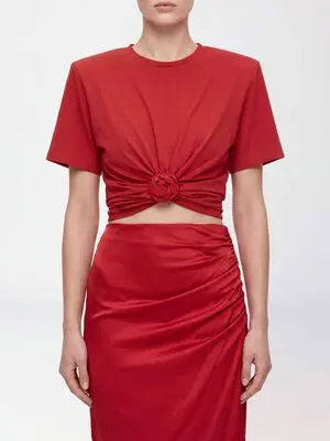Magda Butrym Cropped Top With Floral Appliqué And Padded Shoulders