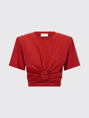 Magda Butrym Cropped Top With Floral Appliqué And Padded Shoulders