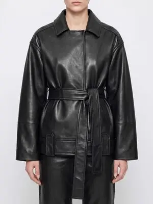 Khaite Lambskin Robe-style Leather Jacket With Belt