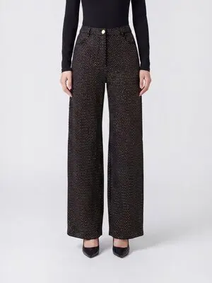 Elisabetta Franchi High-waist Baggy Jeans With Rhinestone Embellishments - Black