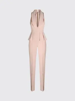 Elisabetta Franchi Slim Fit V-neck Jumpsuit With Ruffled Waist - Nude