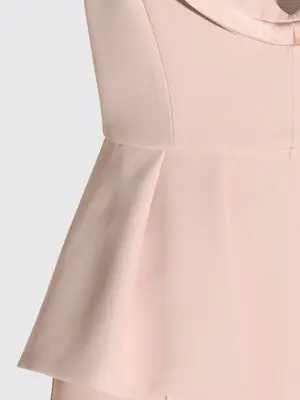 Elisabetta Franchi Slim Fit V-neck Jumpsuit With Ruffled Waist - Nude