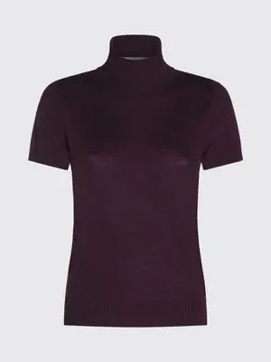 ALLUDE Ribbed Turtleneck Sweater - Plum
