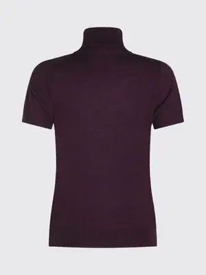 ALLUDE Ribbed Turtleneck Sweater - Plum