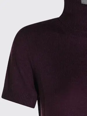 ALLUDE Ribbed Turtleneck Sweater - Plum
