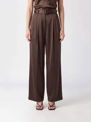 Zimmermann High-waisted Satin Palazzo Trousers With Adjustable Belt - Cocoa