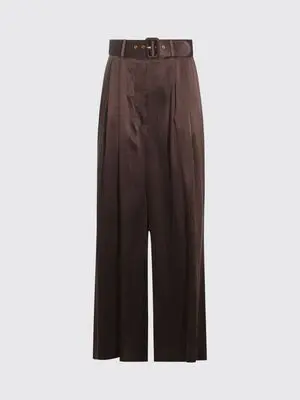Zimmermann High-waisted Satin Palazzo Trousers With Adjustable Belt - Cocoa