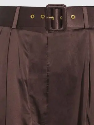 Zimmermann High-waisted Satin Palazzo Trousers With Adjustable Belt - Cocoa