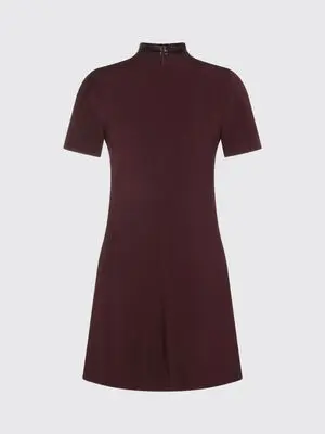 COURREGES A-line Crêpe Mini Dress With High Neck And Short Sleeves - Red