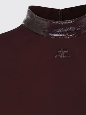 COURREGES A-line Crêpe Mini Dress With High Neck And Short Sleeves - Red