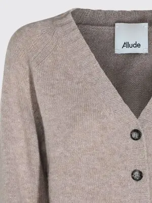 ALLUDE V-neck Button-front Cardigan - Grey