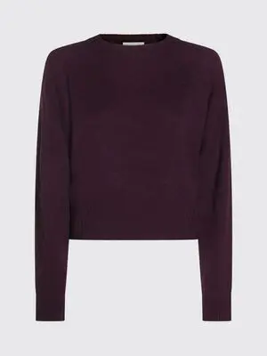 ALLUDE Ribbed Crew Neck Pullover - Plum