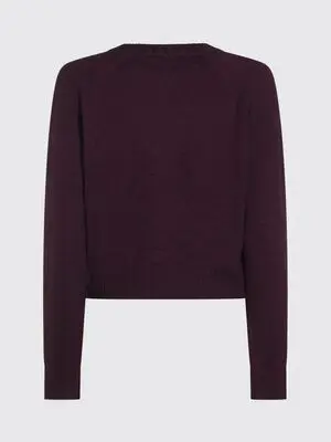 ALLUDE Ribbed Crew Neck Pullover - Plum