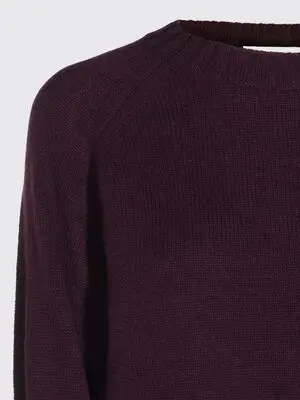 ALLUDE Ribbed Crew Neck Pullover - Plum