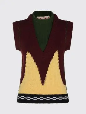 Marni Bicolour Abstract Pattern Wool Crewneck Waistcoat