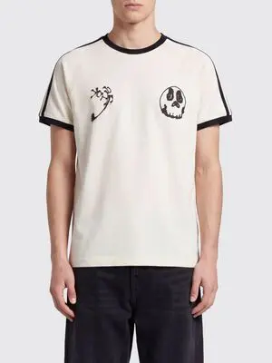 Y3 Short-sleeved Cotton T-shirt With Skull Graphic Print And Contrast Logo