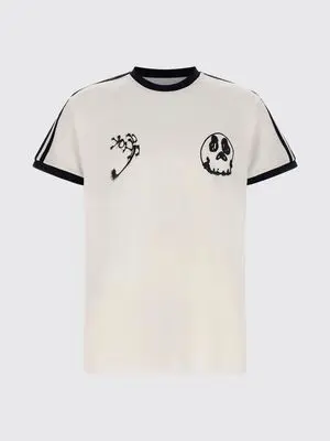 Y3 Short-sleeved Cotton T-shirt With Skull Graphic Print And Contrast Logo
