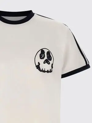 Y3 Short-sleeved Cotton T-shirt With Skull Graphic Print And Contrast Logo
