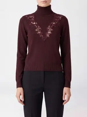 Zimmermann Turtleneck Sweater With Lace Detail - Mahogany