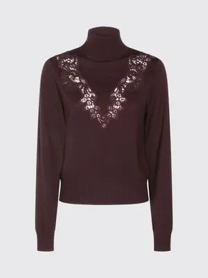 Zimmermann Turtleneck Sweater With Lace Detail - Mahogany
