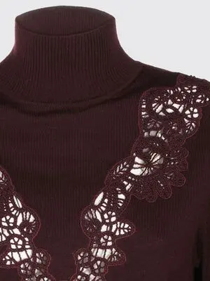Zimmermann Turtleneck Sweater With Lace Detail - Mahogany