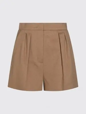 Max Mara Elegant Pleated Shorts In Wool - Camel