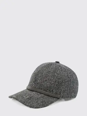 Brunello Cucinelli Wool Baseball Cap With Monili - Grey