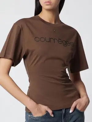 COURREGES Slim Fit Cotton T-shirt With Contrasting Logo