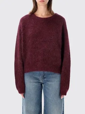 American Vintage Relaxed Fit Alpaca Wool Crewneck Jumper - Burgundy