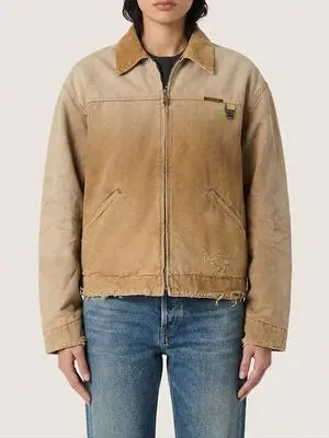 GOLDEN GOOSE Cotton Shirt Jacket With Ribbed Velvet Collar