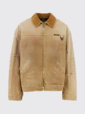 GOLDEN GOOSE Cotton Shirt Jacket With Ribbed Velvet Collar