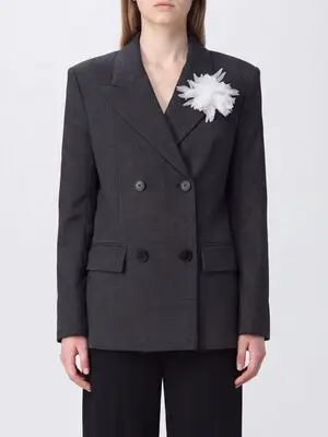 SELF-PORTRAIT Double-breasted Cropped Blazer With Flower Embellishment