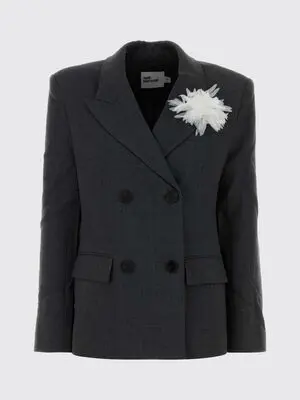 SELF-PORTRAIT Double-breasted Cropped Blazer With Flower Embellishment