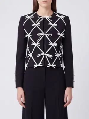 Moschino Virgin Wool Bow Embellished Cropped Blazer