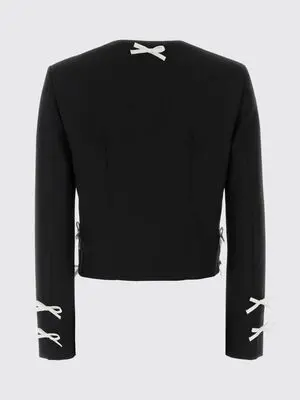 Moschino Virgin Wool Bow Embellished Cropped Blazer