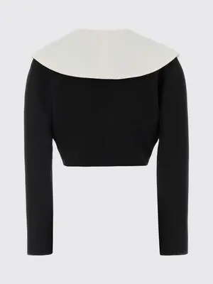 Alessandra Rich Bi-color Cropped Virgin Wool Blazer