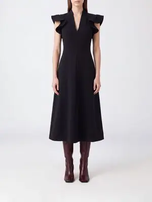 Moschino Sleeveless V-neck Flared Midi Cocktail Dress In Crêpe
