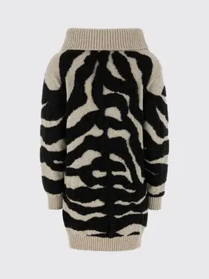 Moschino Zebra-print Wool-blend Turtleneck Mini Dress - Ivory