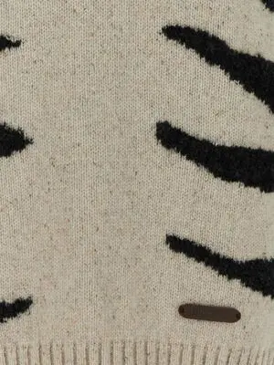 Moschino Zebra-print Wool-blend Turtleneck Mini Dress - Ivory